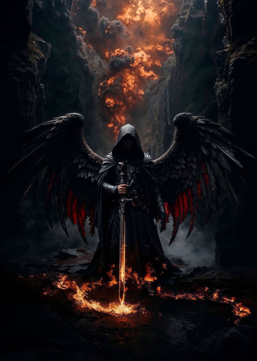 'Fallen Angel of Death' Poster, picture, metal print, paint by ...