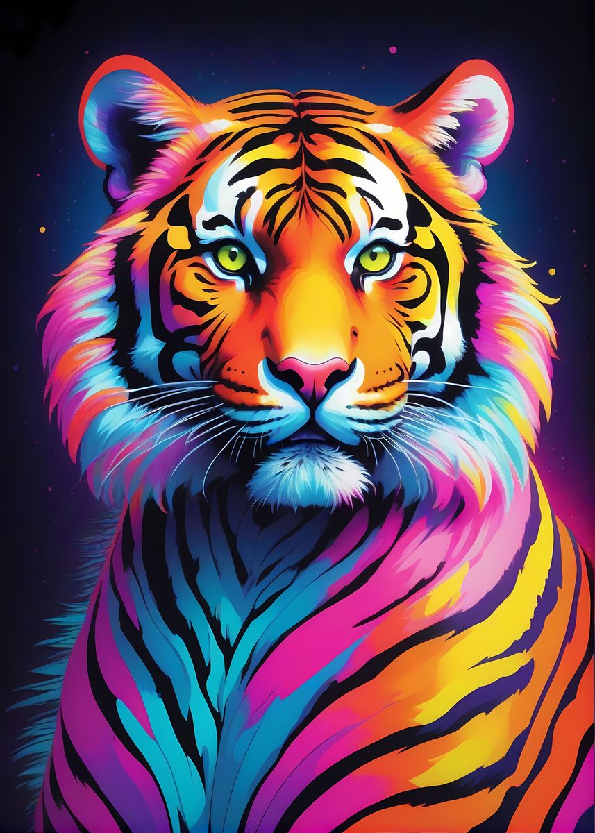 'Psychedelic Tiger' Poster, picture, metal print, paint by Namikaze ...
