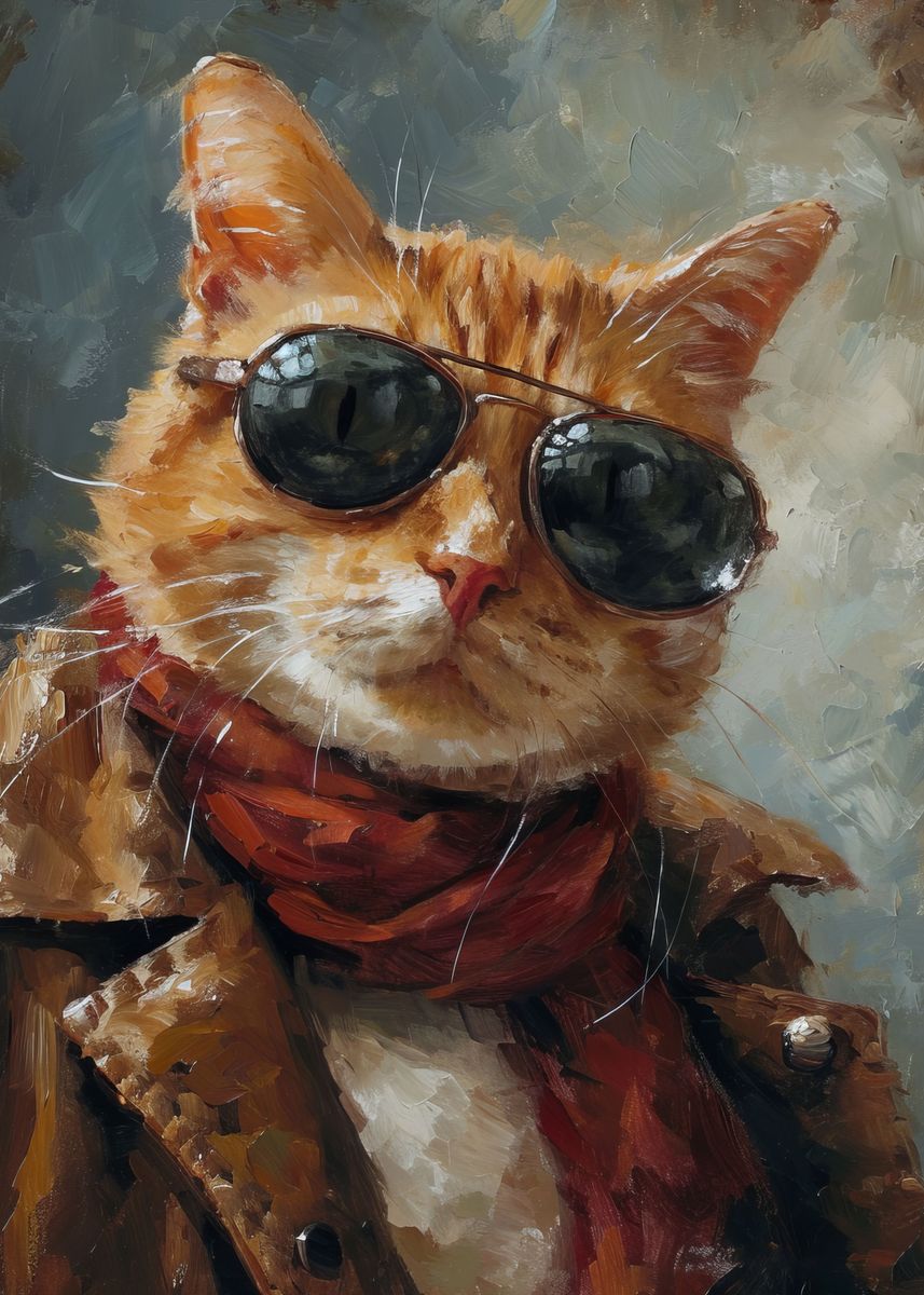 'Cool Cat Shades' Poster, picture, metal print, paint by Tollaru | Displate