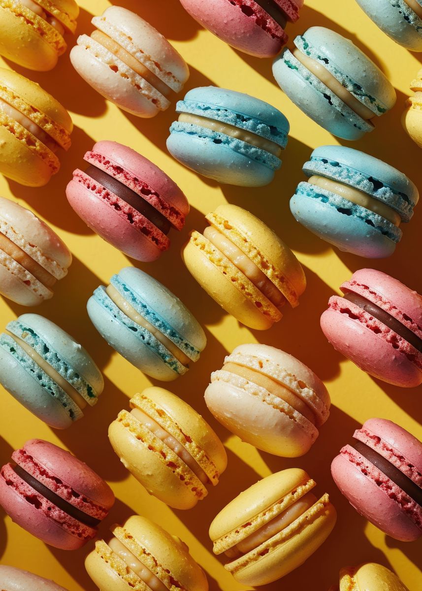 'Colorful Macarons' Poster, picture, metal print, paint by Jan | Displate