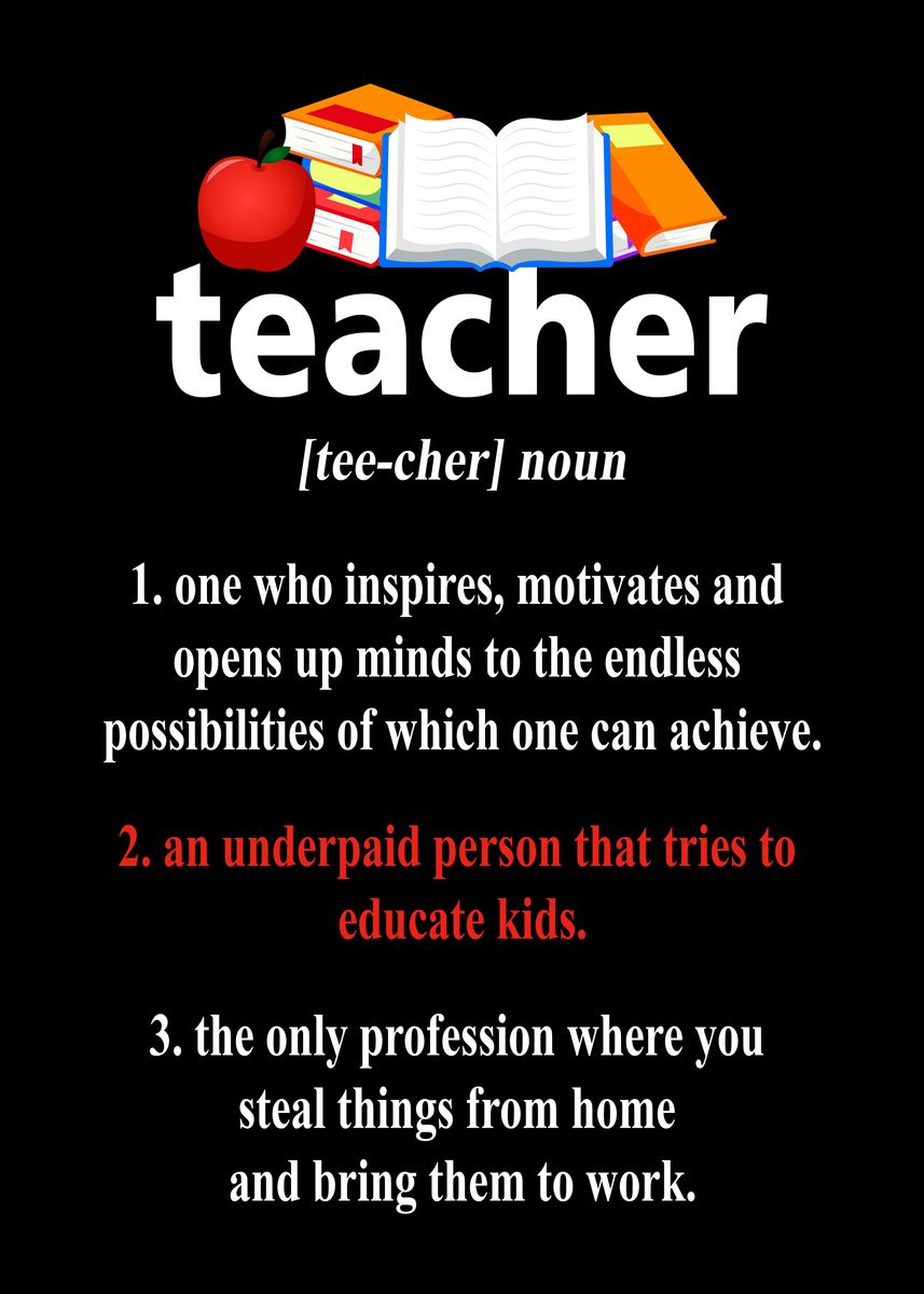 'Funny Teacher Definition' Poster, picture, metal print, paint by ...
