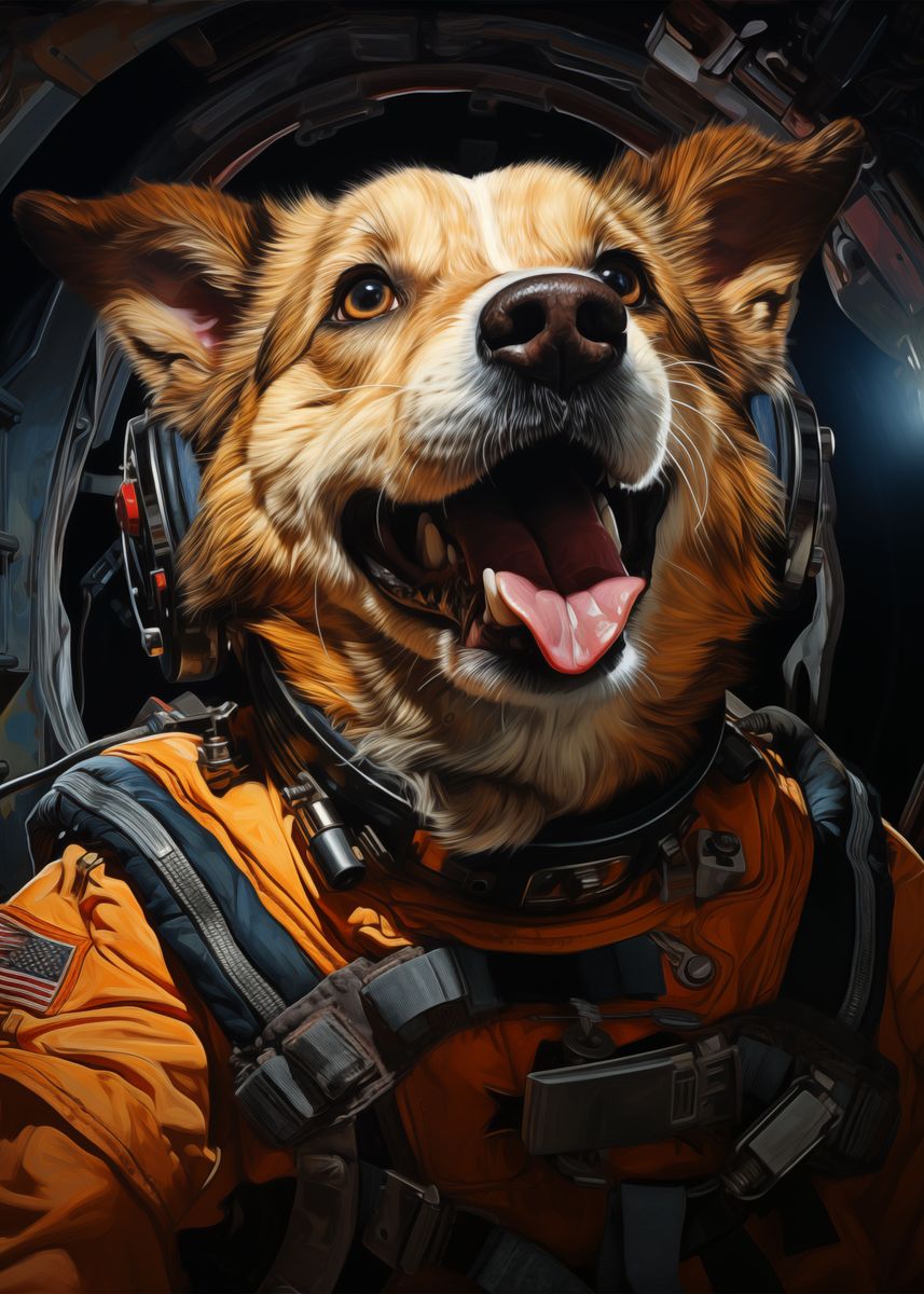 'Astronaut Dog' Poster, picture, metal print, paint by Nerdworld 1 ...