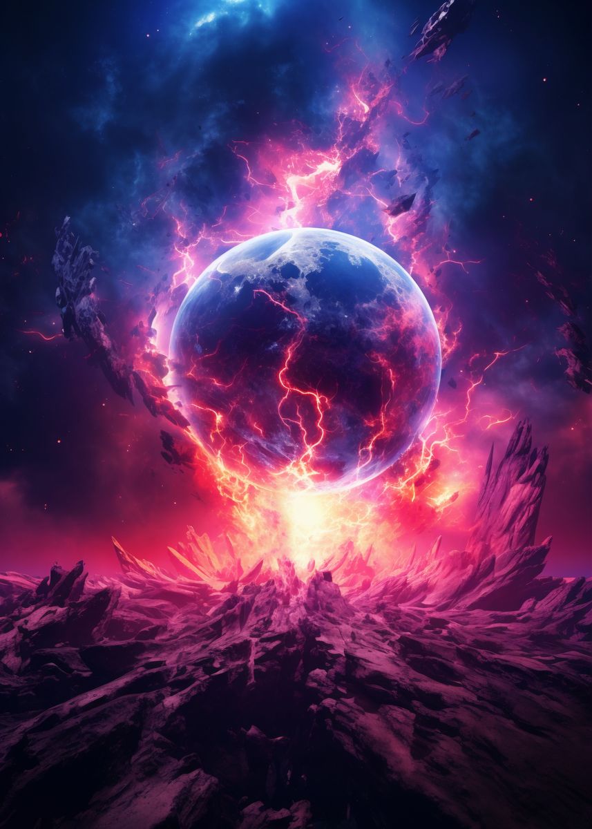 'Exploding Earth' Poster, picture, metal print, paint by Cybronauts ...