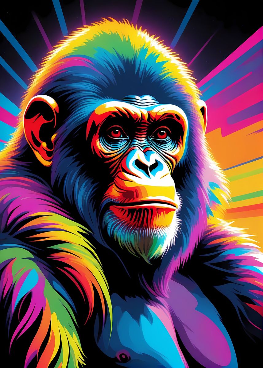 'Psychedelic Ape' Poster, picture, metal print, paint by Namikaze ...