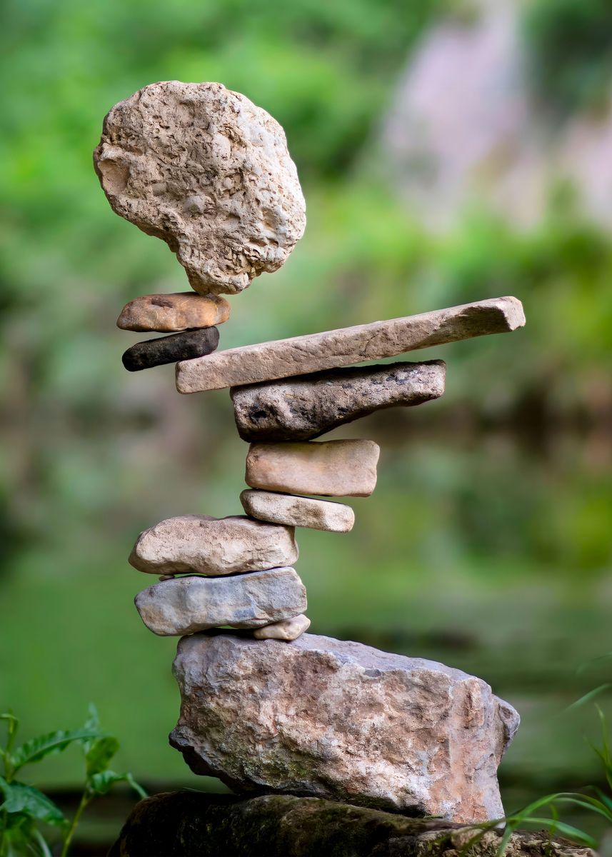 'Edge Balance Cairn Stones' Poster, picture, metal print, paint by ...