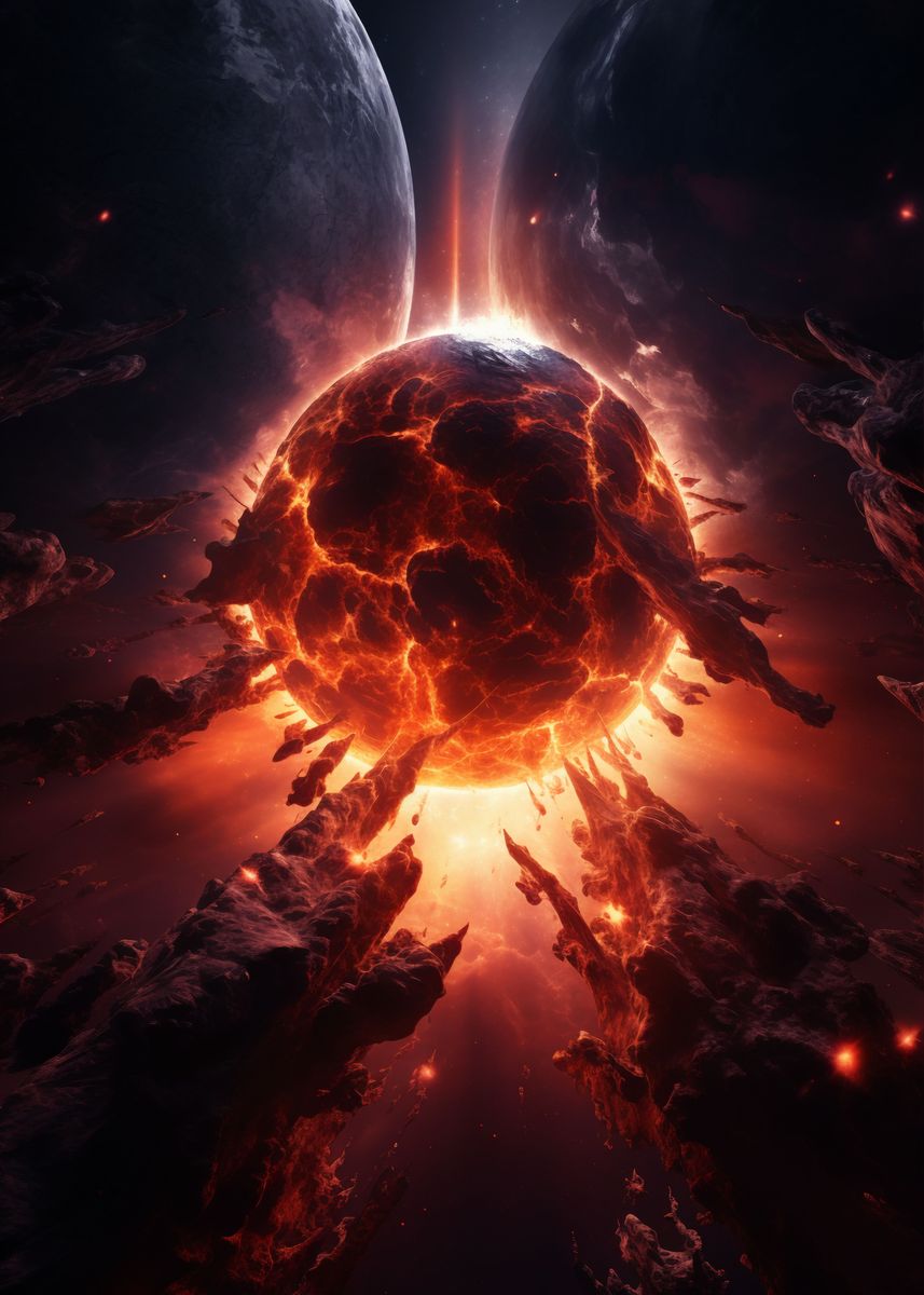 'Crashing Planets' Poster, picture, metal print, paint by Cybronauts ...