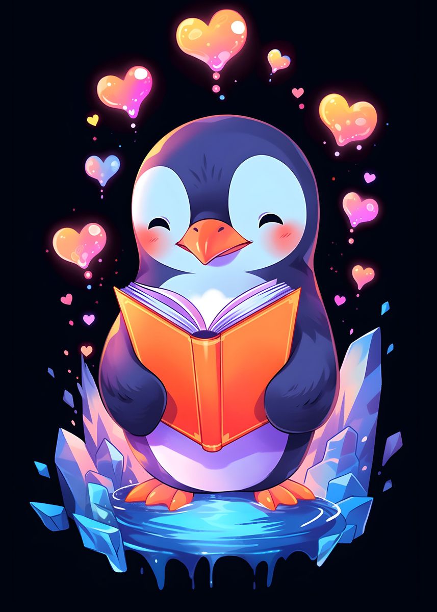 'Penguin Book Reader' Poster, picture, metal print, paint by Alexander ...