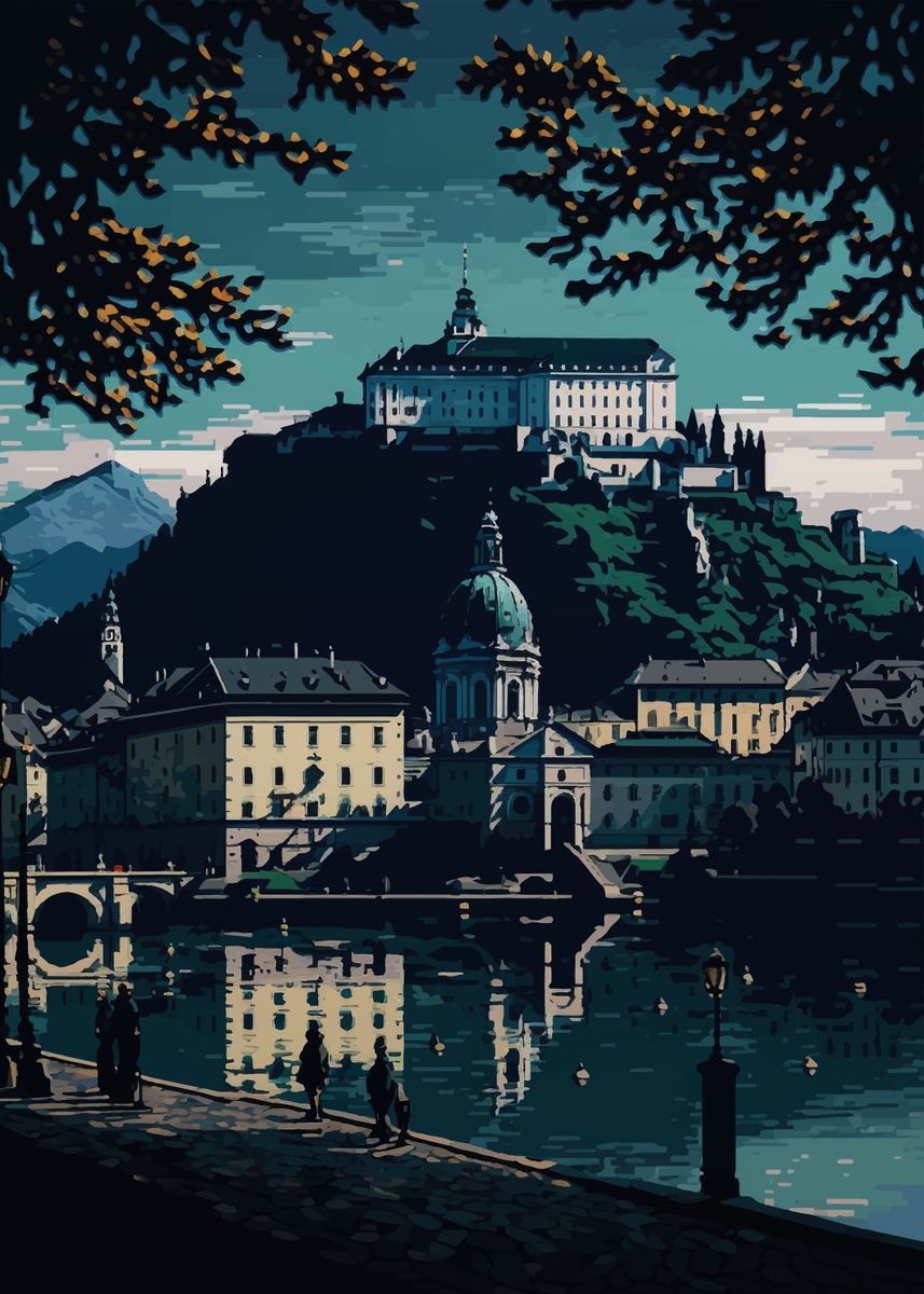 'Salzburg City Pixel Art' Poster, picture, metal print, paint by M Art ...