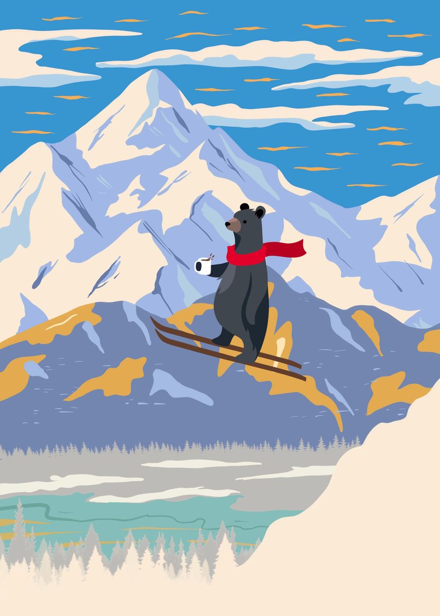 'Fly Bear' Poster, picture, metal print, paint by UNIKORN | Displate