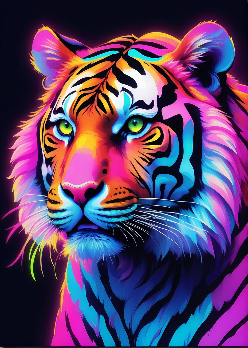 'Psychedelic Tiger' Poster, picture, metal print, paint by Namikaze ...