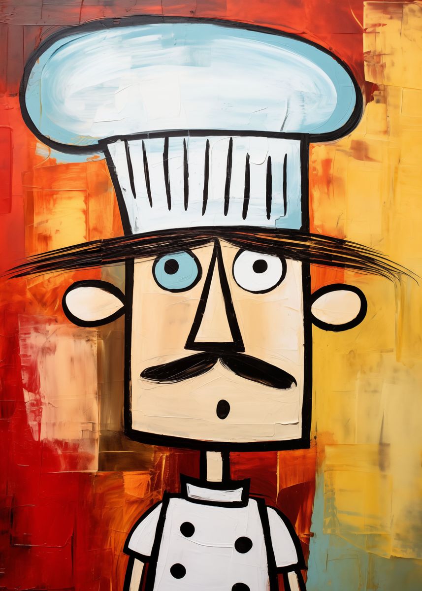 'Animated chef with hat' Poster, picture, metal print, paint by Dragan ...
