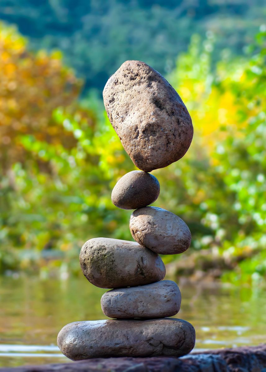 'Rocks Stacking balance' Poster, picture, metal print, paint by Danan ...