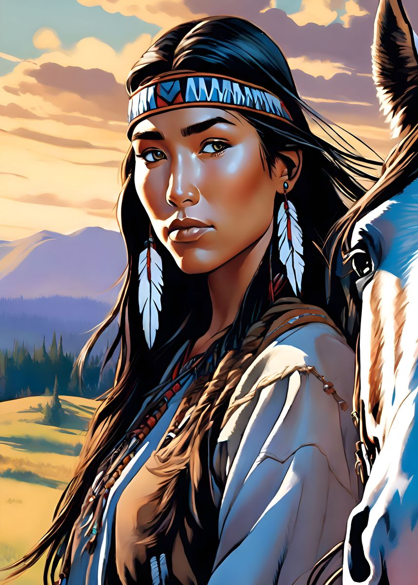 'native american woman ' Poster, picture, metal print, paint by Zeeshan ...