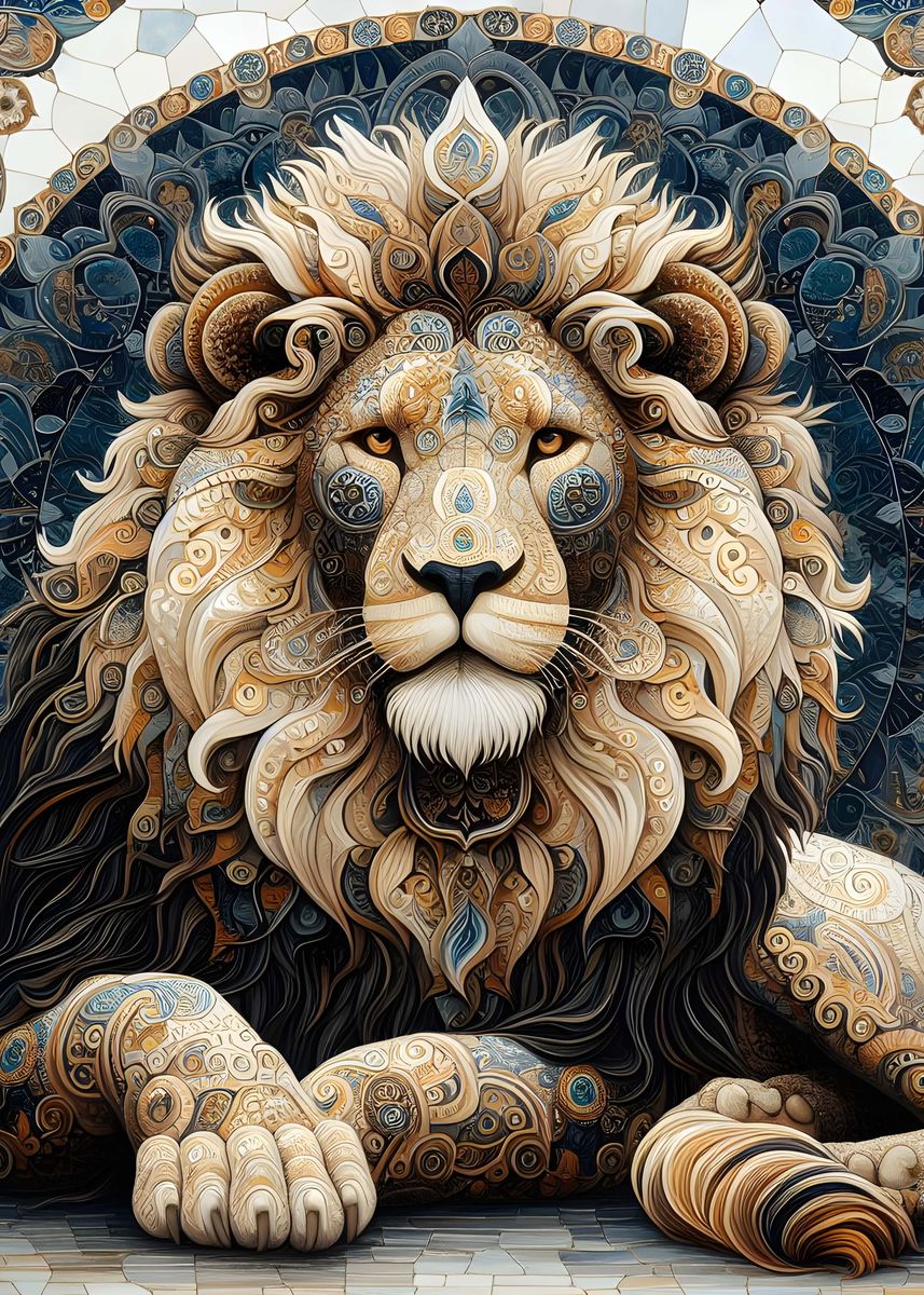 'Gold lion' Poster, picture, metal print, paint by Zaid G | Displate