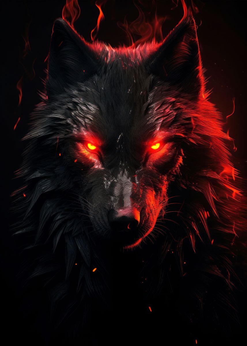 'devil black wolf' Poster, picture, metal print, paint by Adel S | Displate