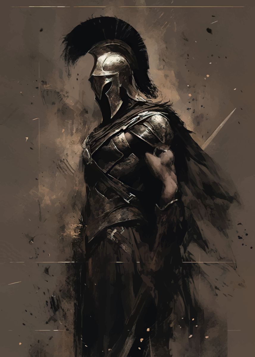 'brown soldier spartan 300' Poster, picture, metal print, paint by ...