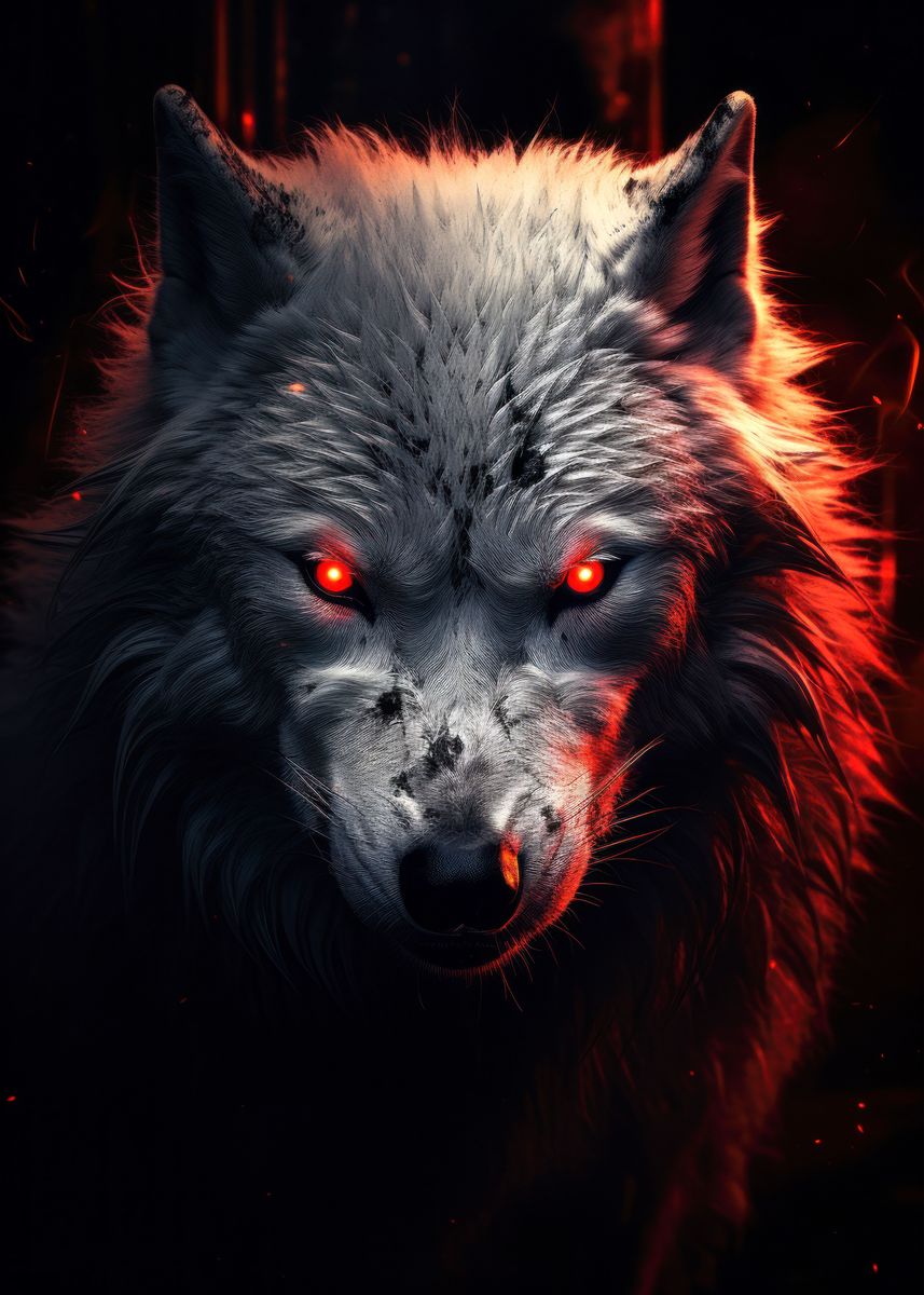 'evil white wolf' Poster, picture, metal print, paint by Adel S | Displate