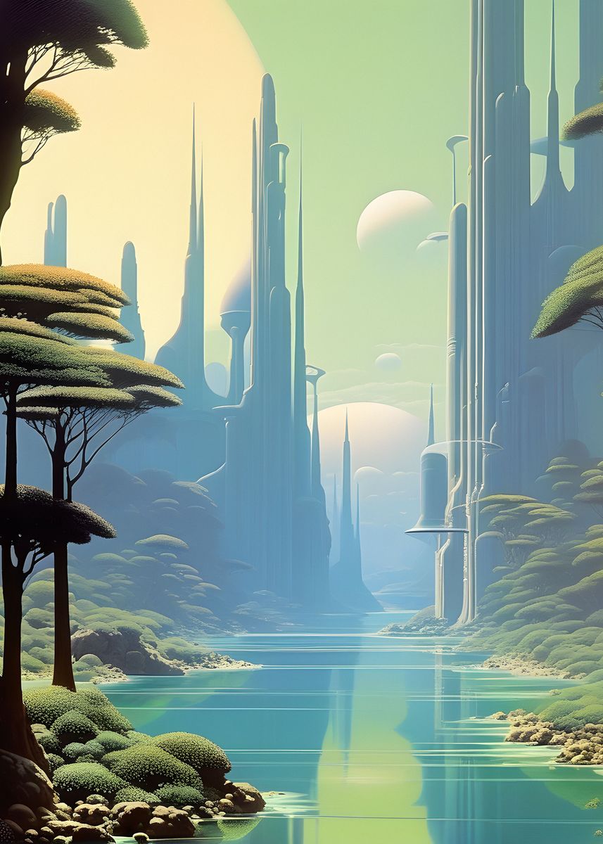 'Fantasy Water World' Poster, picture, metal print, paint by ...