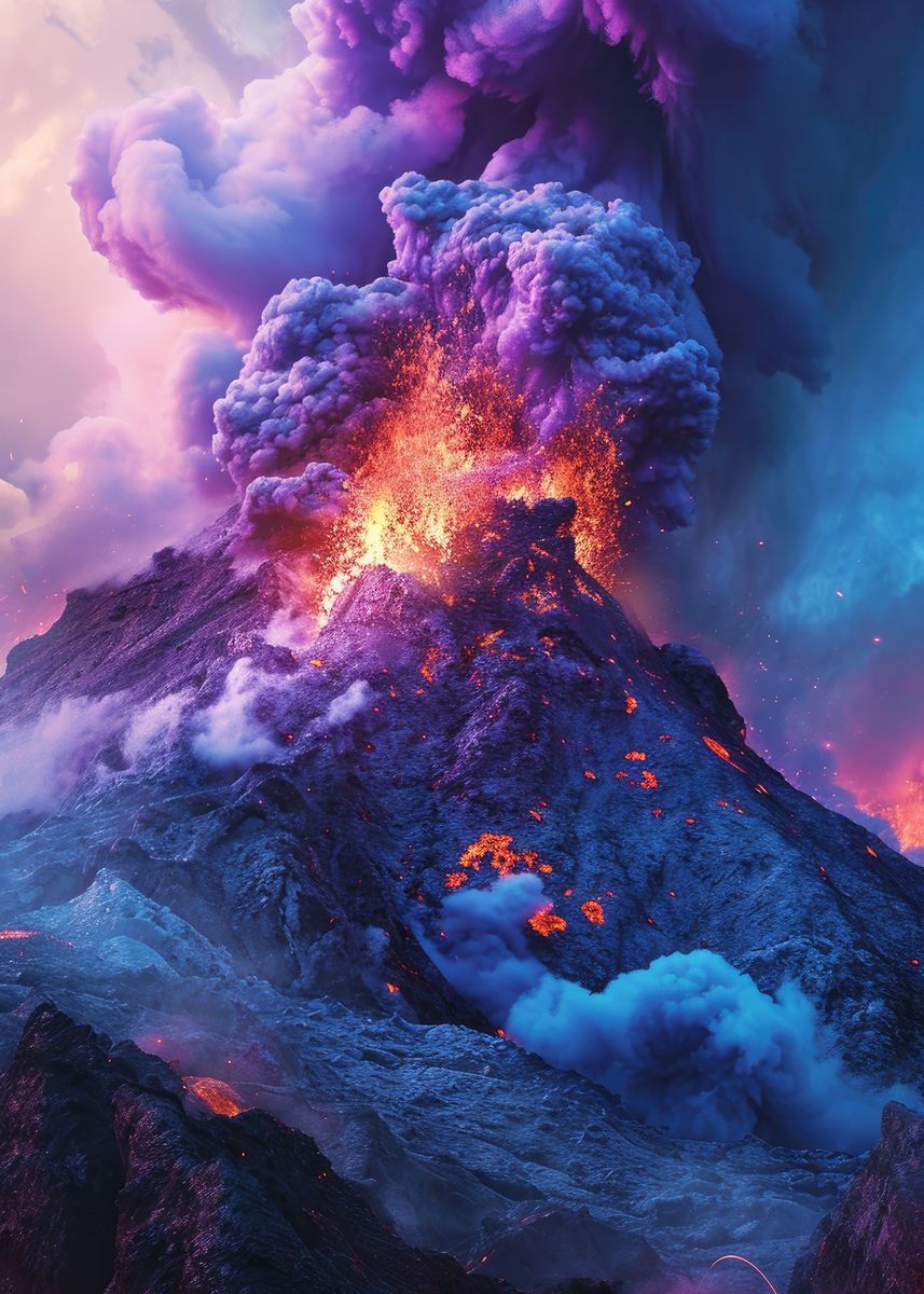 'Fantasy Volcano Eruption' Poster, picture, metal print, paint by ...
