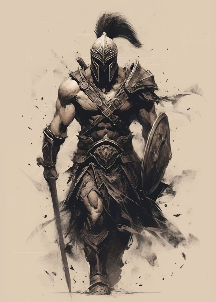 'full body soldier spartan ' Poster, picture, metal print, paint by ...