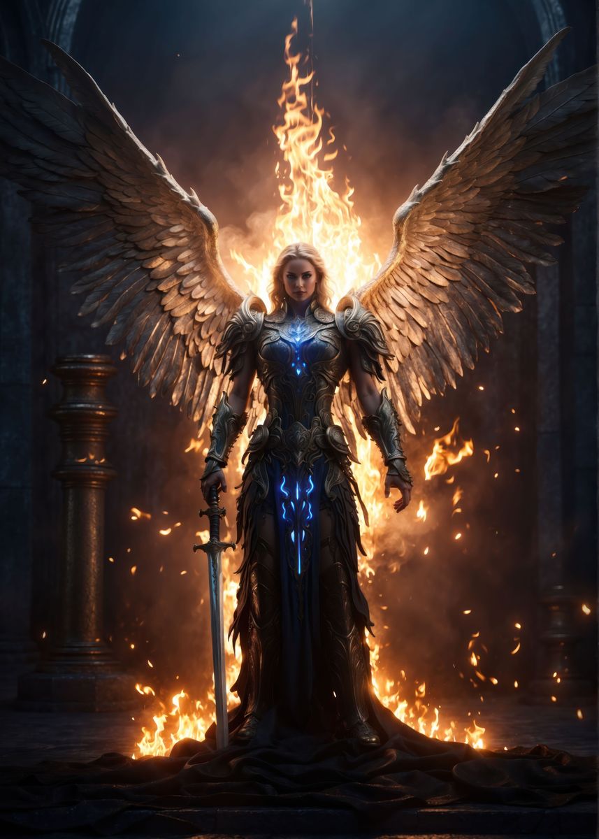 'Fire archangel' Poster, picture, metal print, paint by Below Horizon ...
