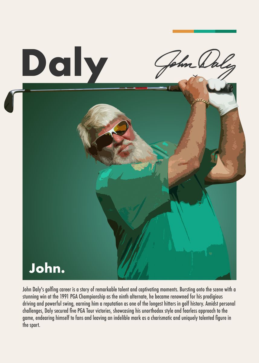 'John Daly Golfer' Poster, picture, metal print, paint by Full Throttle ...