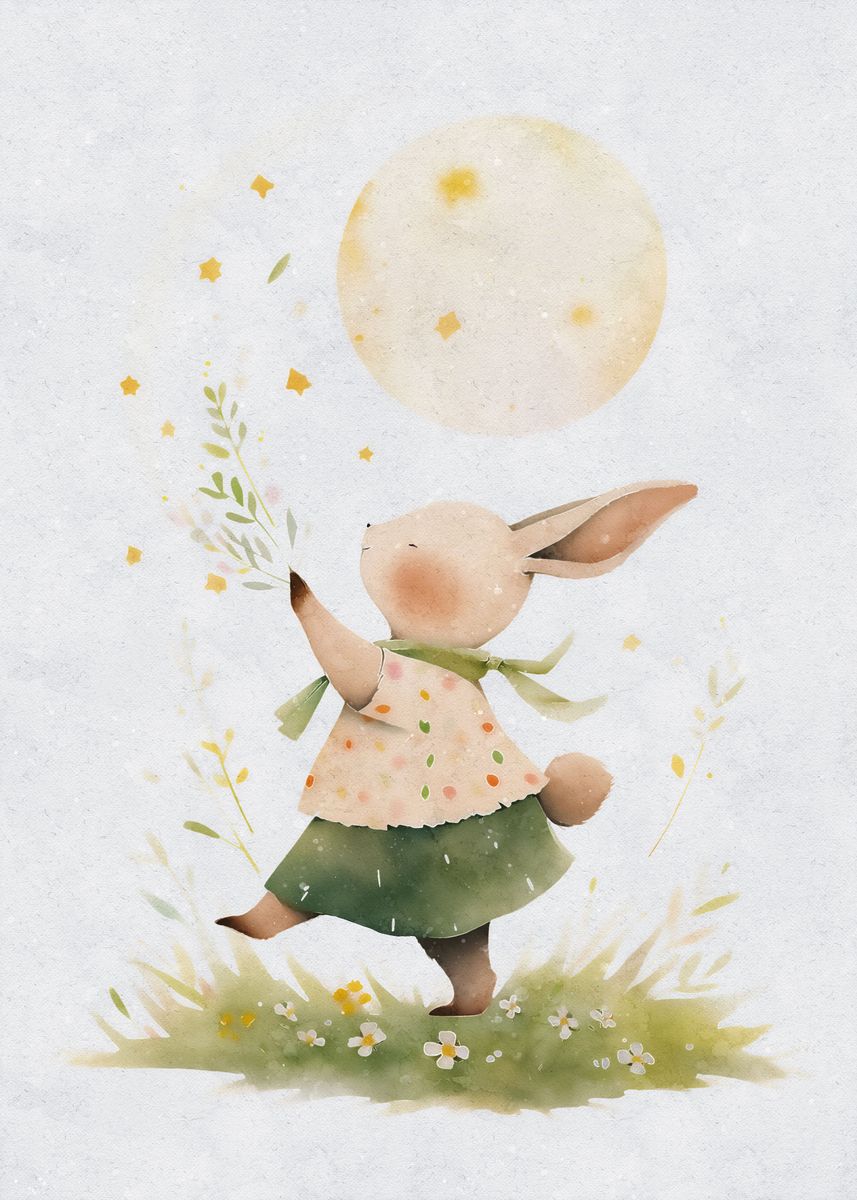 'Cute bunny' Poster, picture, metal print, paint by Alexandra A | Displate