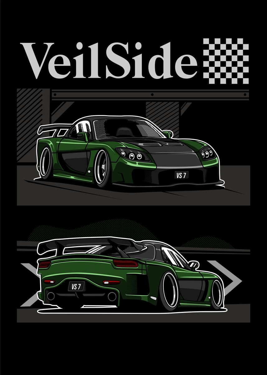'Mazda RX 7 Veilside FD3s' Poster, picture, metal print, paint by Heru ...