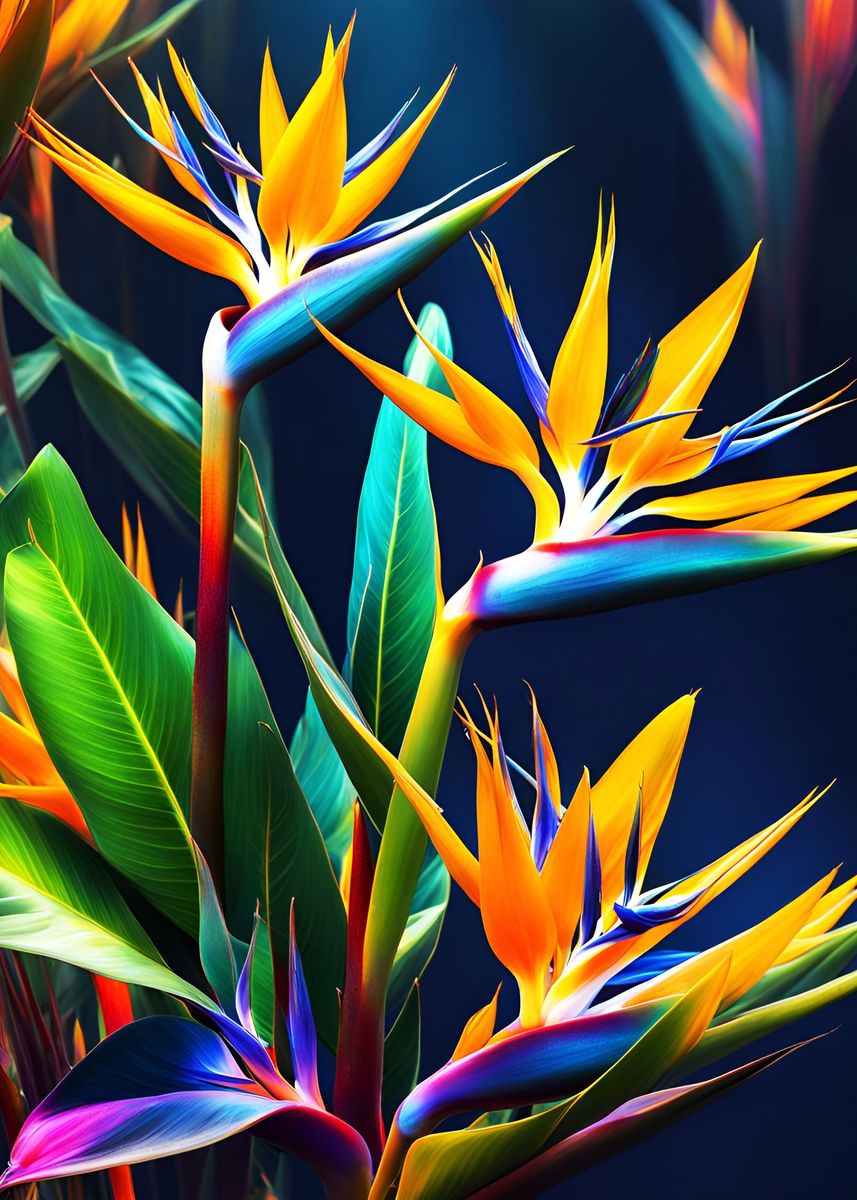 'Bird of Paradise flowers' Poster, picture, metal print, paint by Anata | Displate