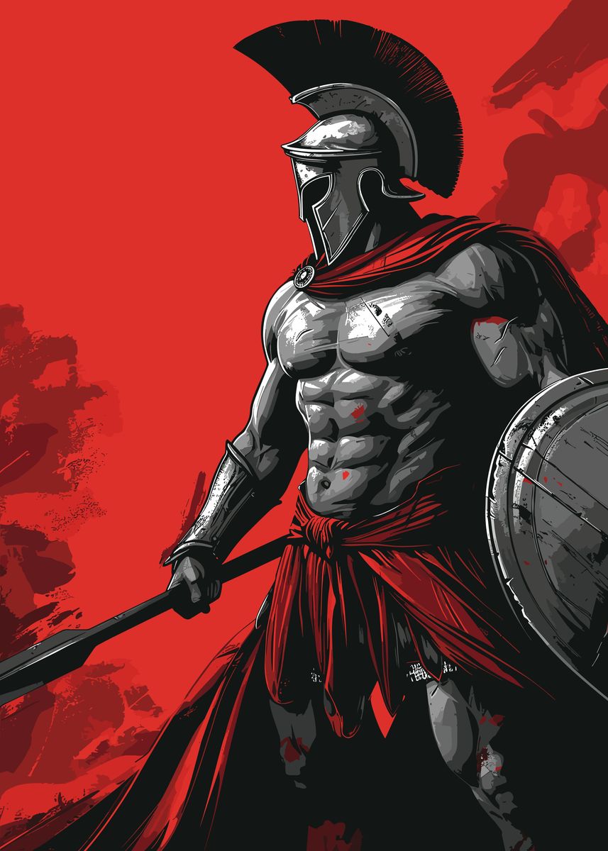 'Leonidas of Sparta' Poster, picture, metal print, paint by Mesh | Displate