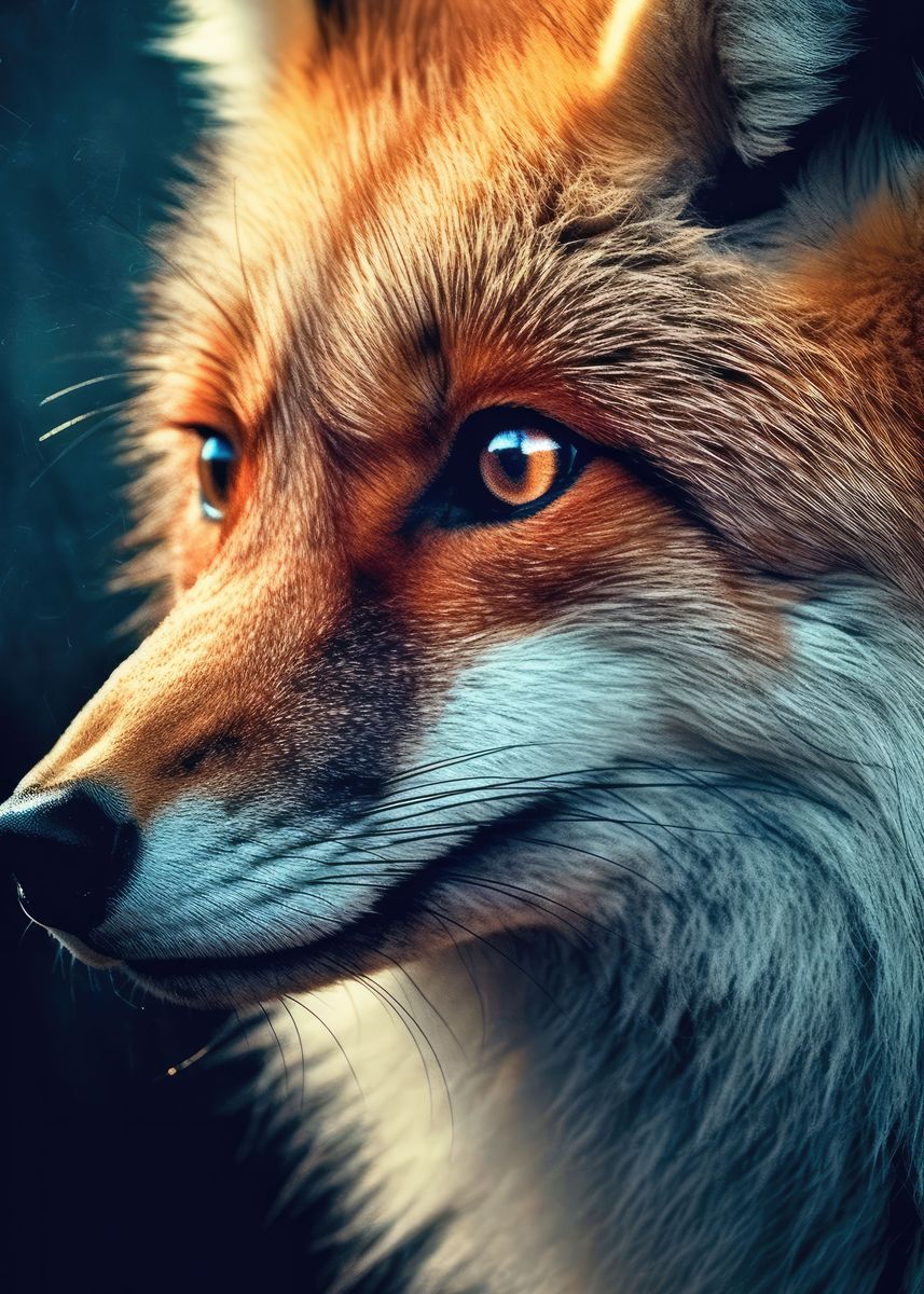'Fox Closeup Face' Poster, picture, metal print, paint by DecoyDesign ...