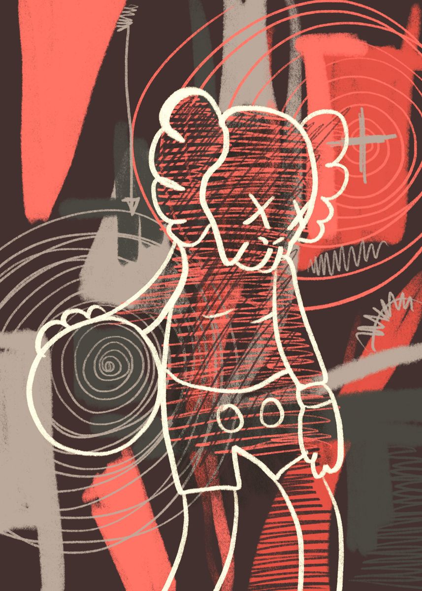 'Kaws Dolls unique abstrac' Poster, picture, metal print, paint by masn ...