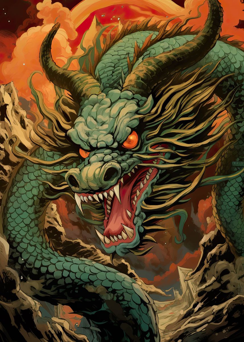 'Chinese dragon ' Poster, picture, metal print, paint by newton russell | Displate