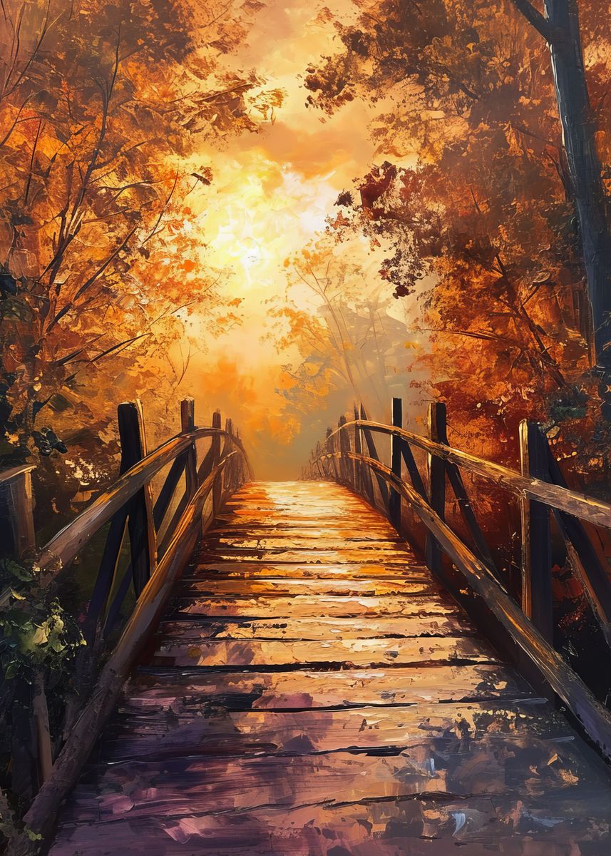 'Sunset Bridge Art' Poster, picture, metal print, paint by Tollaru ...
