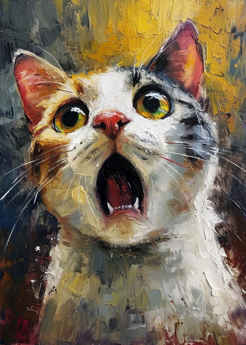 'Startled Cat Art' Poster, picture, metal print, paint by Tollaru ...