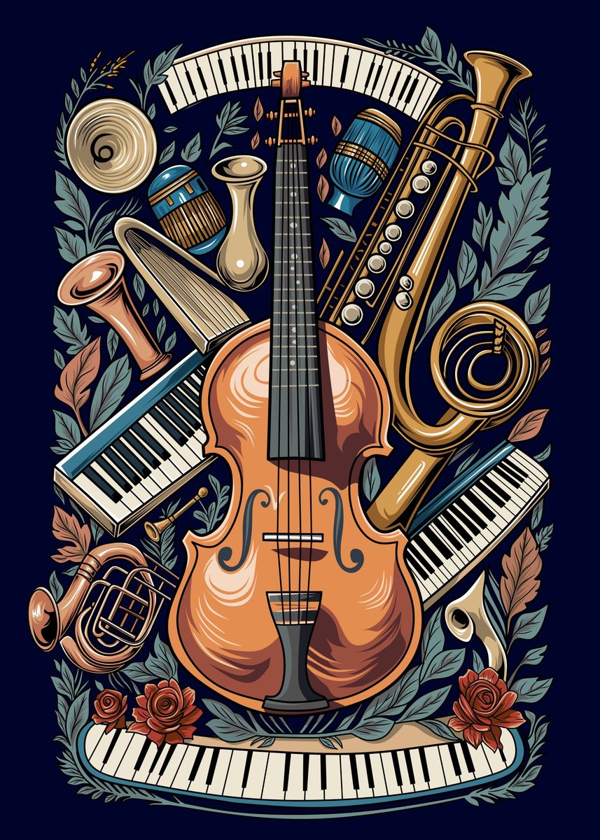 'Musical instruments' Poster, picture, metal print, paint by Miracle ...