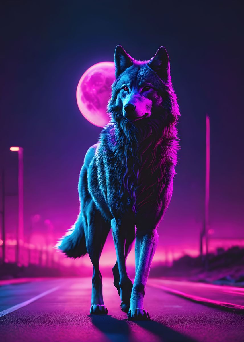 'Urban Wolf' Poster, picture, metal print, paint by Marcos Brito | Displate