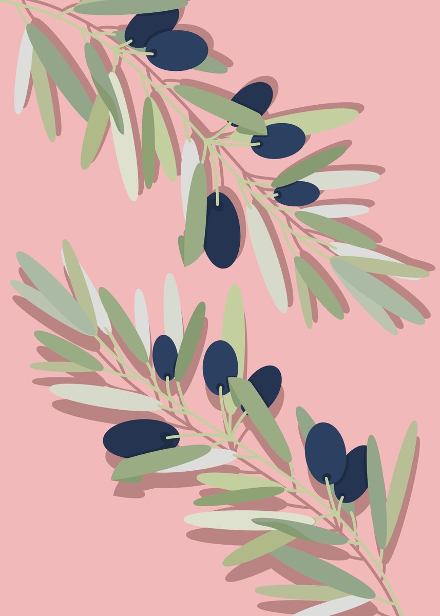 'Pink olives' Poster, picture, metal print, paint by Kinga Maciąg ...