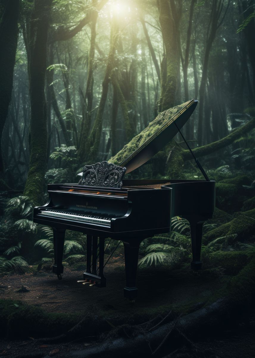 'Piano in a Forest 1' Poster, picture, metal print, paint by JR ...