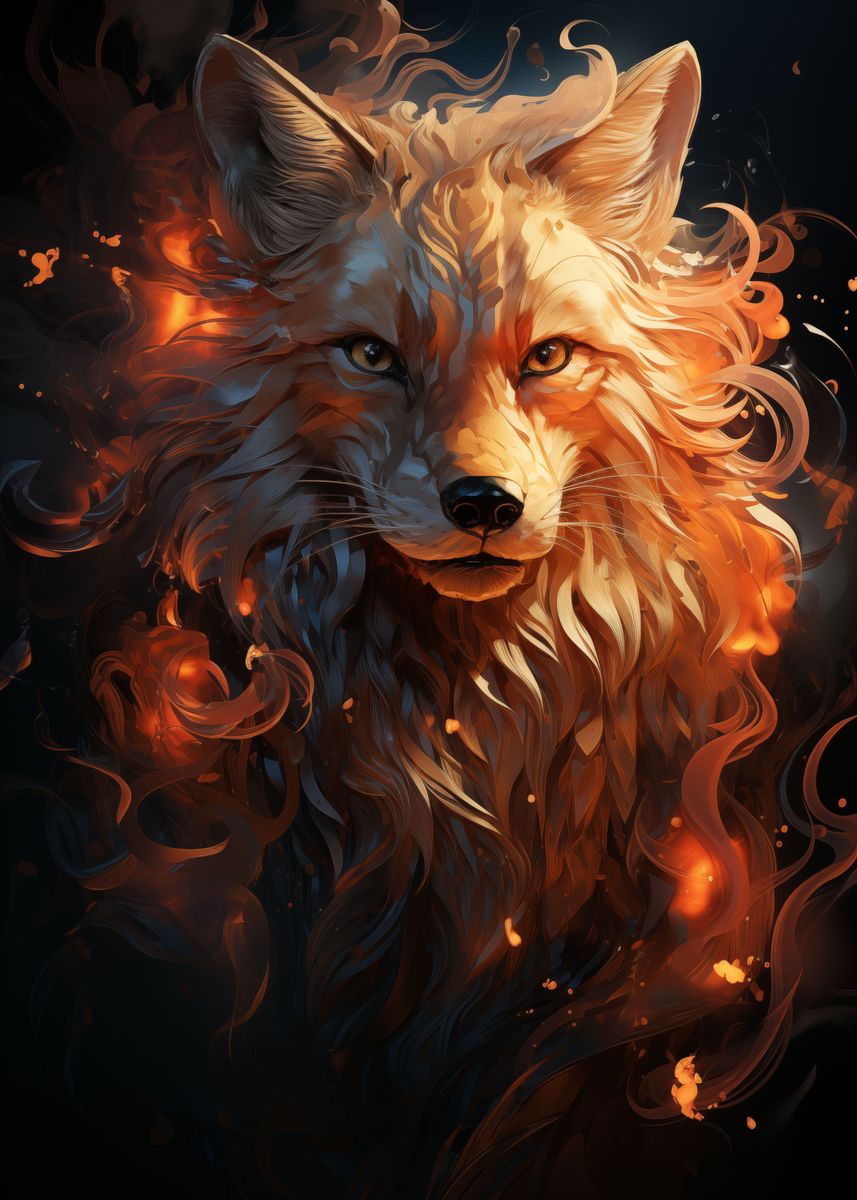 'Fire Fox' Poster, picture, metal print, paint by DM Photography | Displate