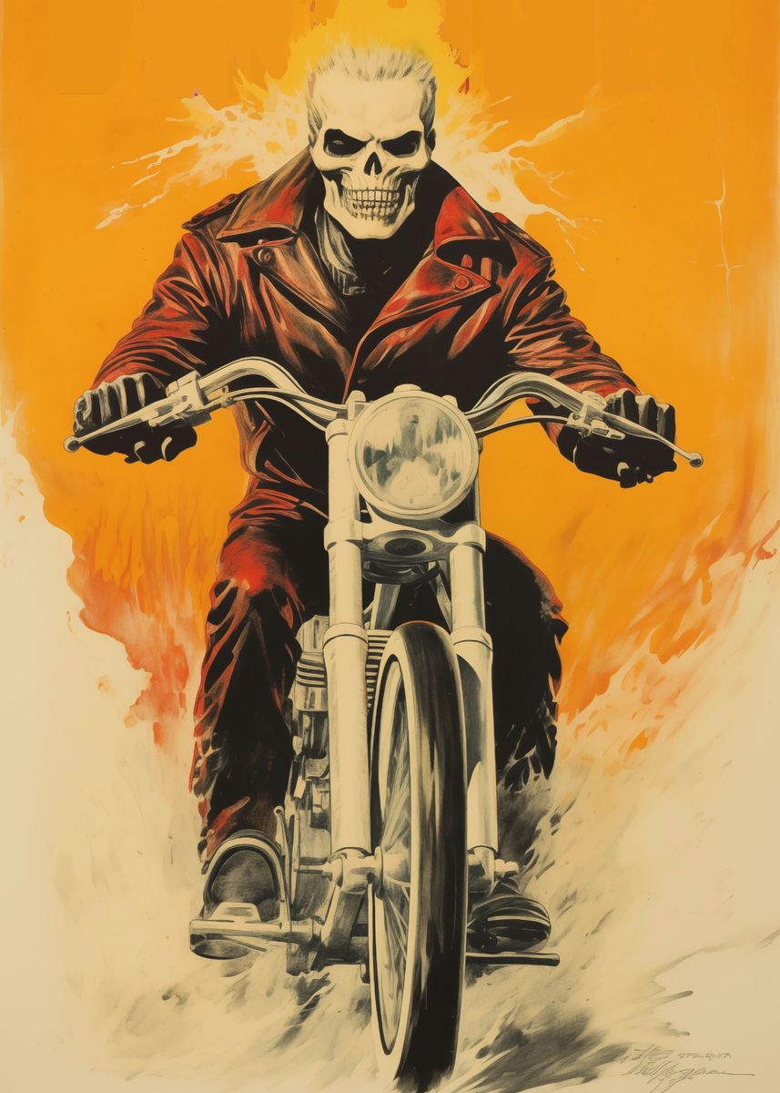 'Undead Skeleton Biker' Poster, picture, metal print, paint by Keller ...