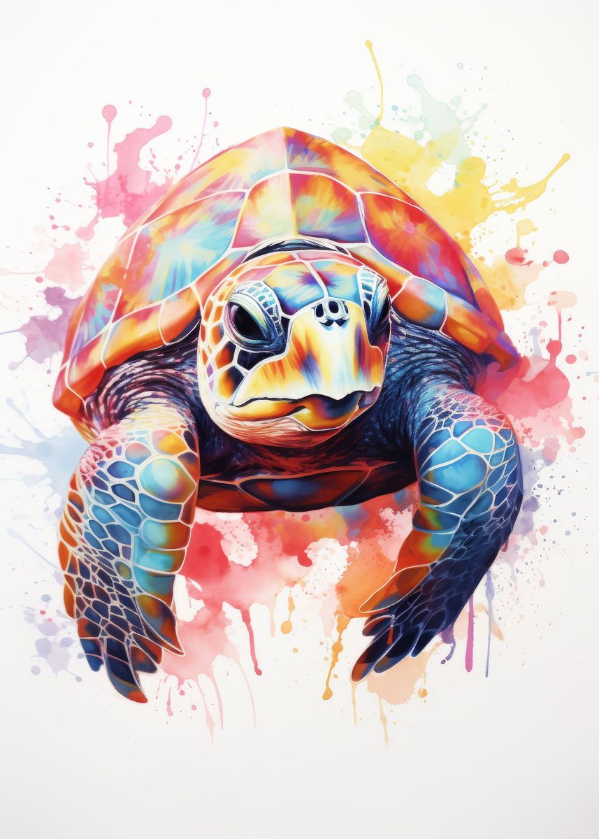 'Sea Turtle Tortoise' Poster, picture, metal print, paint by Alisson ...
