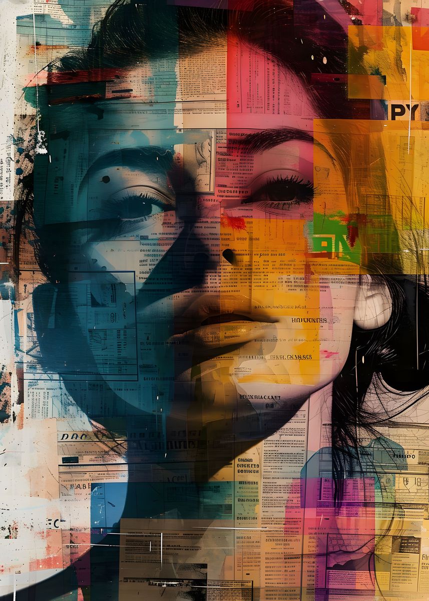 'Woman Newspaper Deco Art' Poster, picture, metal print, paint by ...