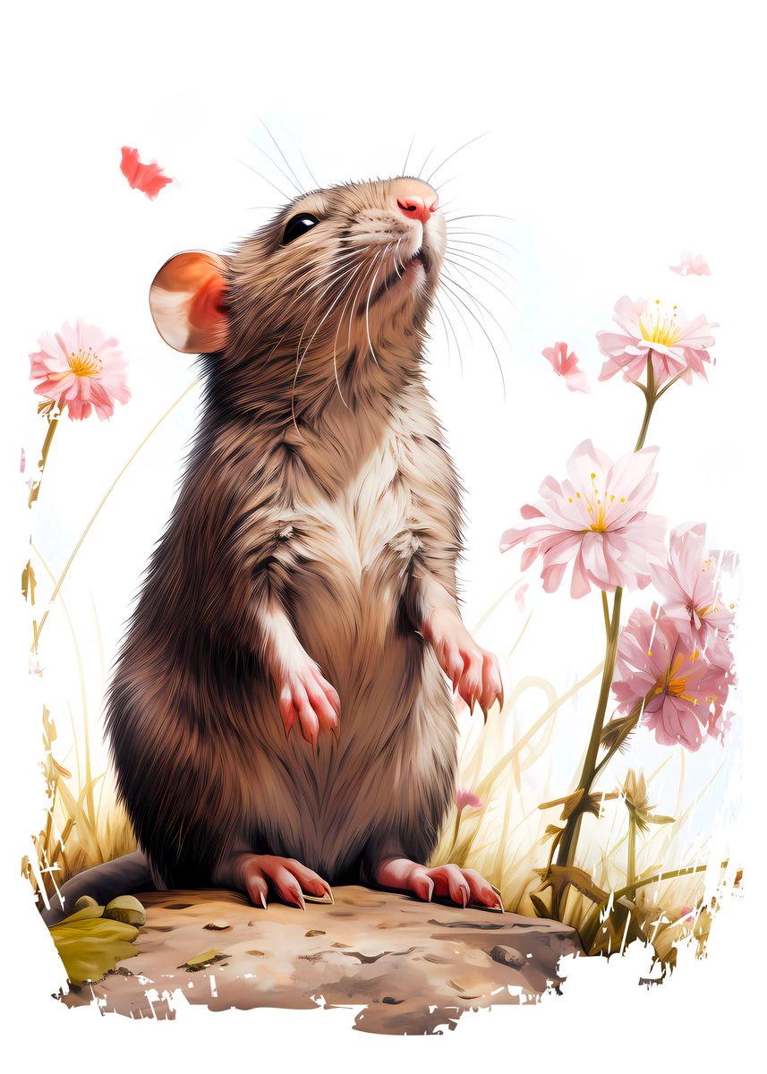 'Rat Flower Nature Gift' Poster, picture, metal print, paint by Hexor ...