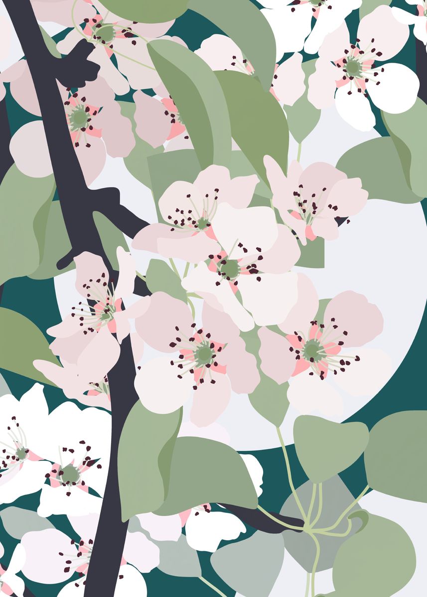 'Light Japanese Moon Garden' Poster, picture, metal print, paint by ...