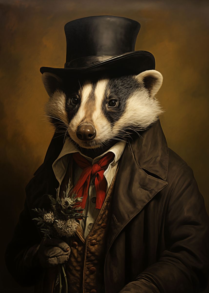 'Sophisticated Badger' Poster, picture, metal print, paint by Nerdworld ...