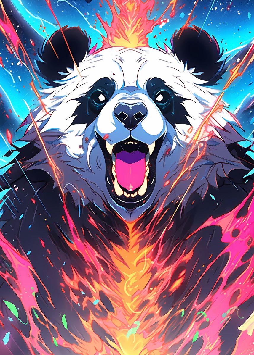 'cute cartoon anime panda' Poster, picture, metal print, paint by OMEGA ...