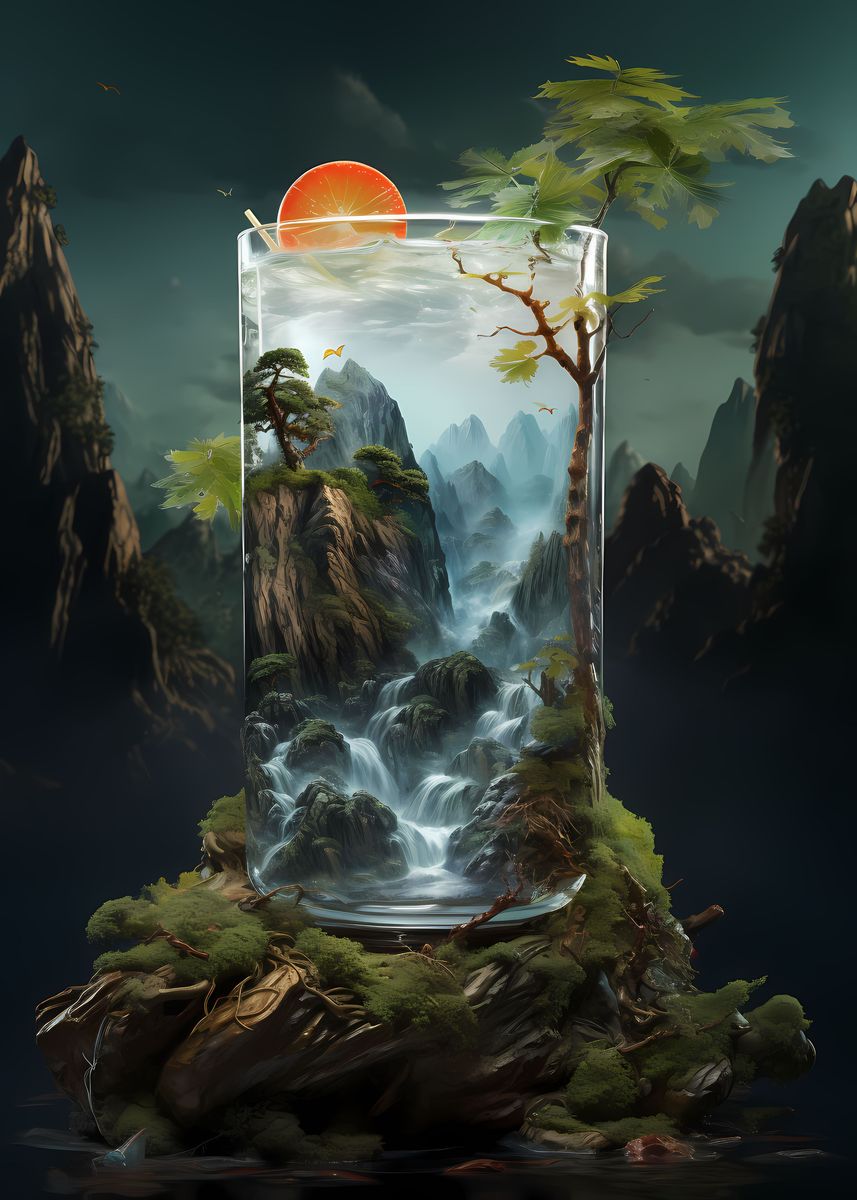 'Nature Alcohol Cocktail' Poster, picture, metal print, paint by ...