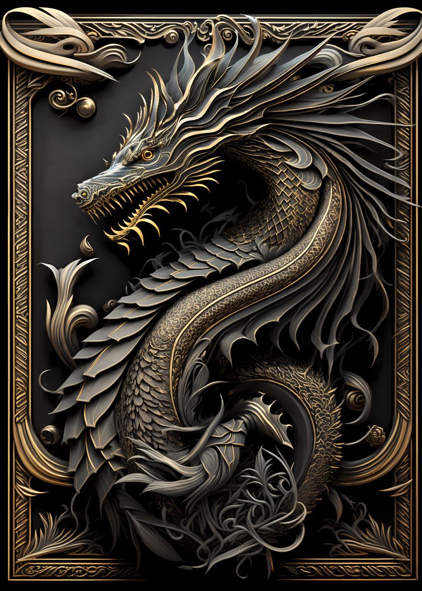 'Legendary Golden Dragon' Poster, picture, metal print, paint by Luong ...
