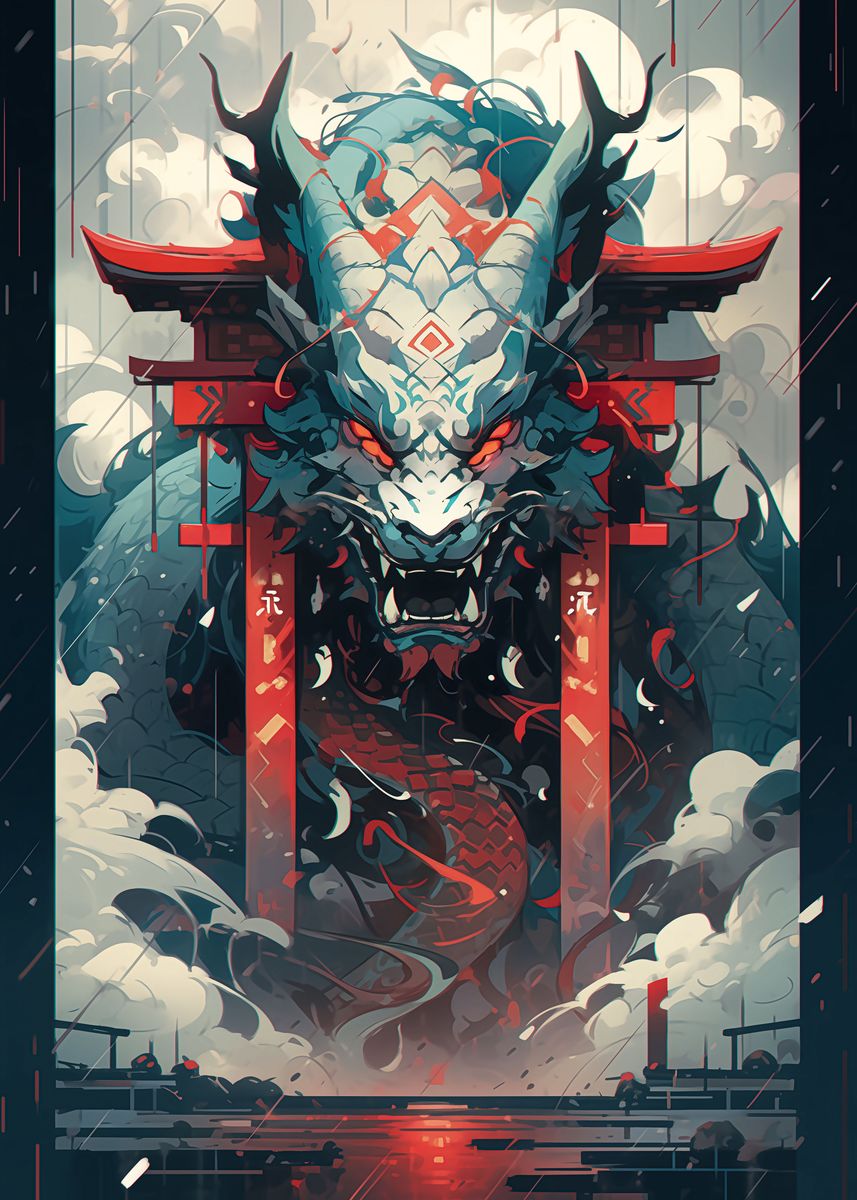 'Torii Guardian' Poster, picture, metal print, paint by Hako | Displate